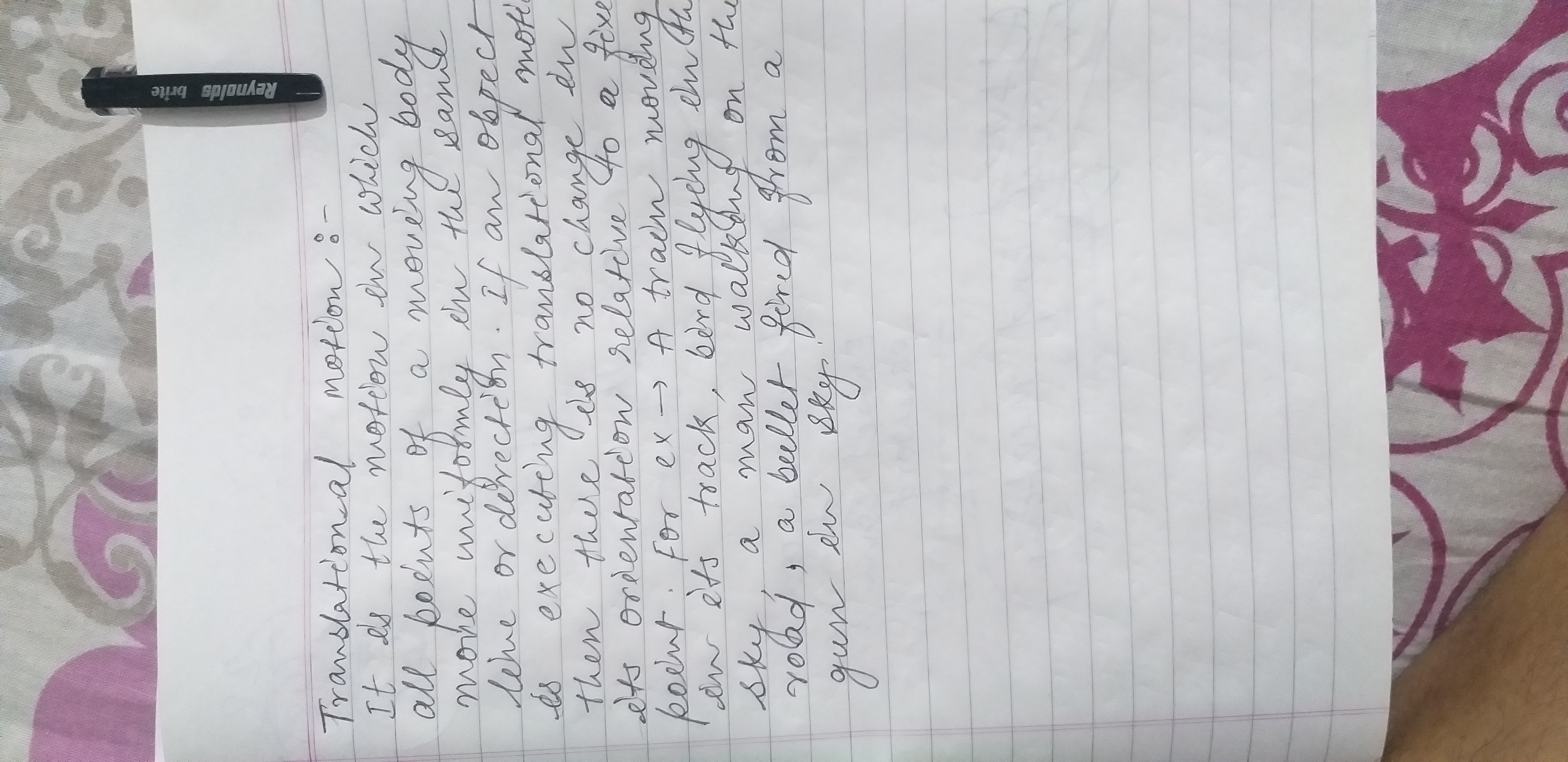 Translatory Motion Pictures