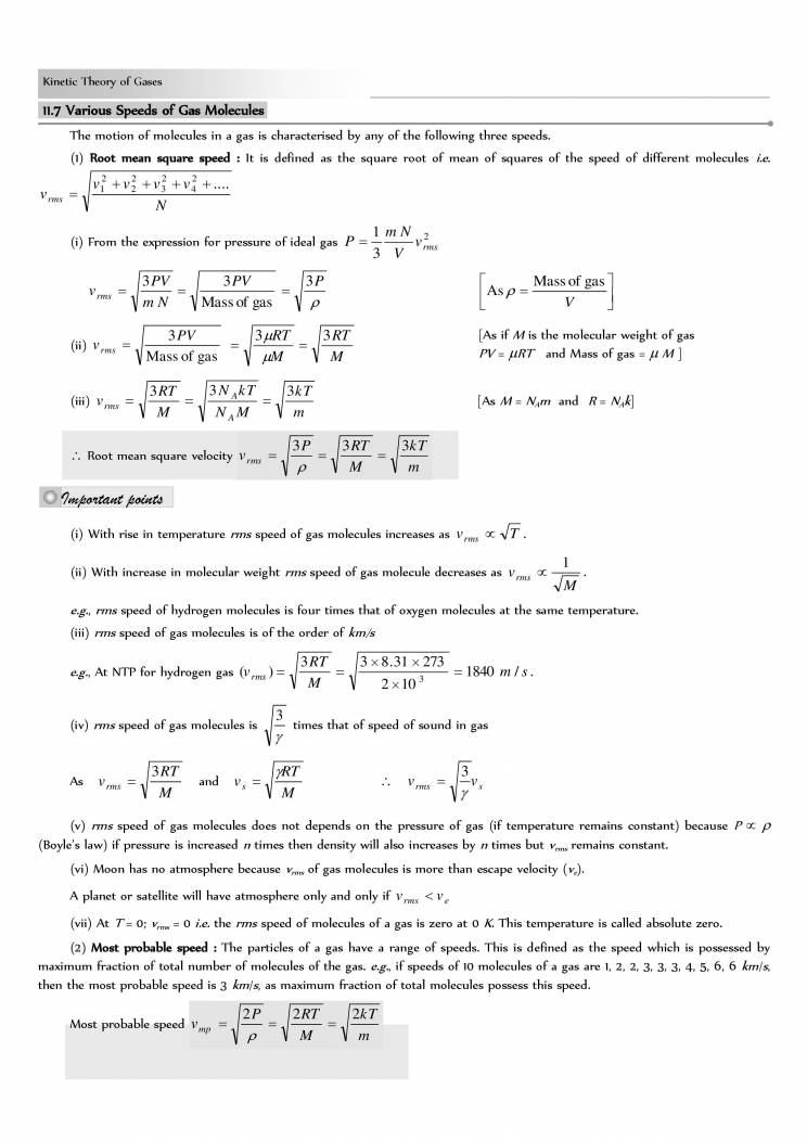 Kinetic Theory Of Gases - Notes - LearnPick India