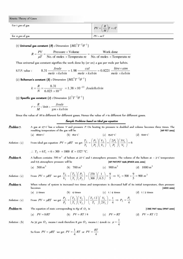 Kinetic Theory Of Gases - Notes - LearnPick India