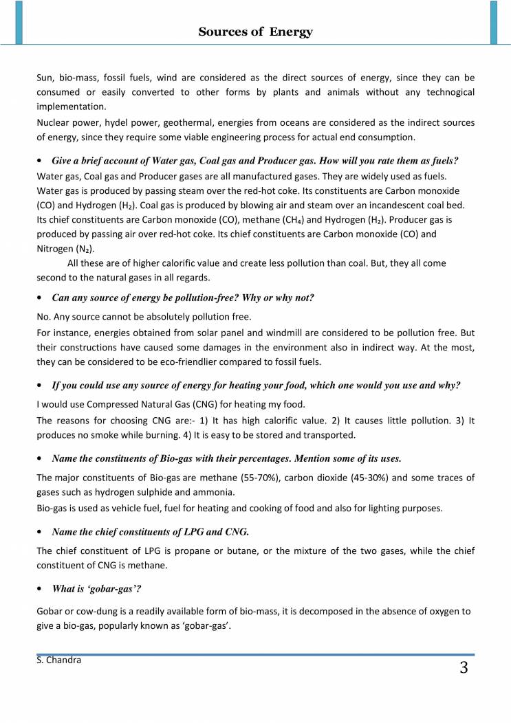 Sources Of Energy - Notes - LearnPick India