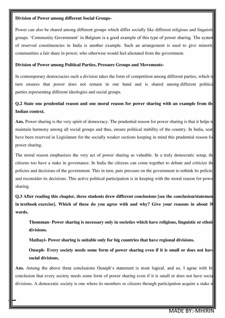 CBSE Class 10 Civics Notes - Notes - LearnPick India