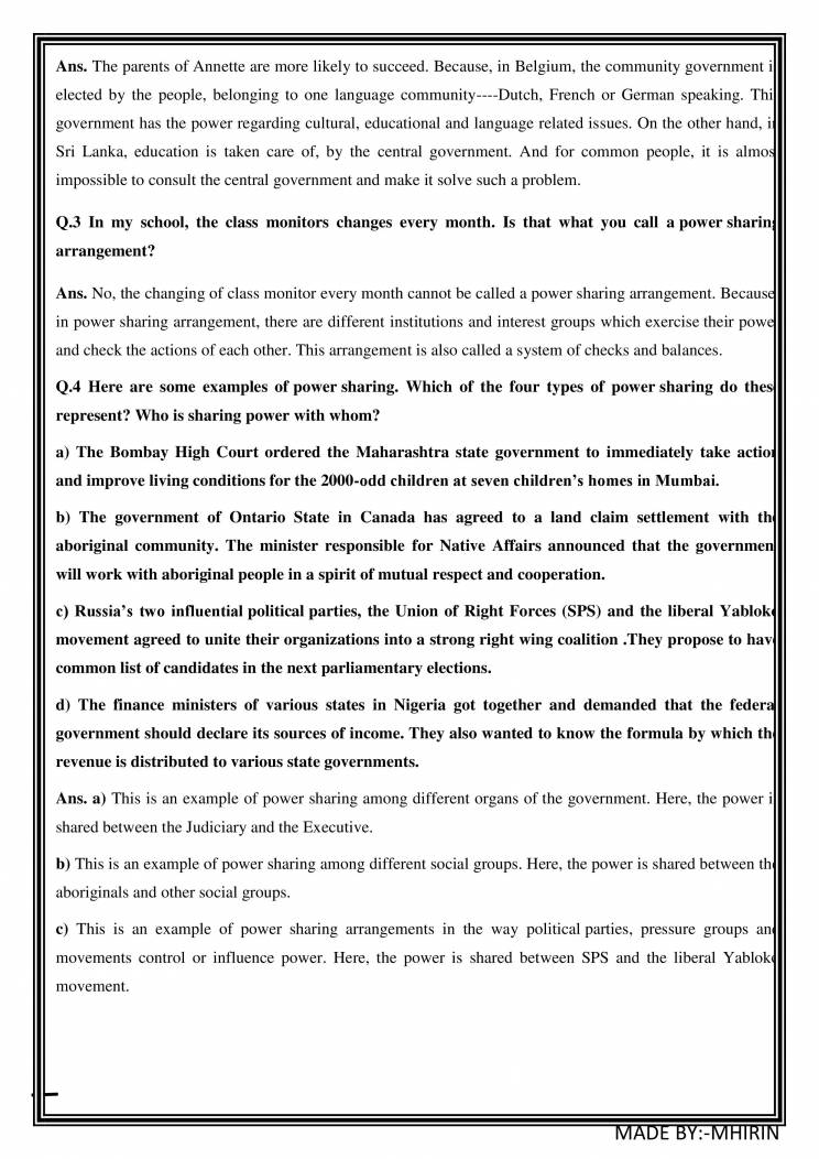 CBSE Class 10 Civics Notes - Notes - LearnPick India