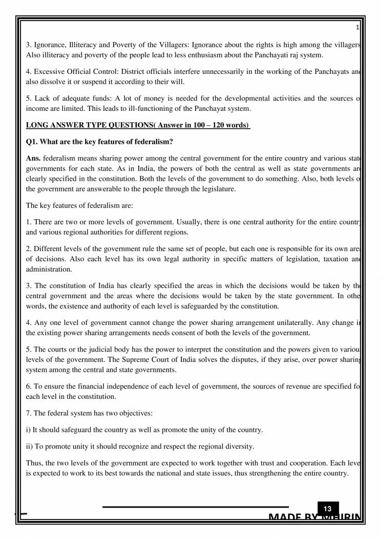 CBSE Class 10 Civics Notes - Notes - LearnPick India