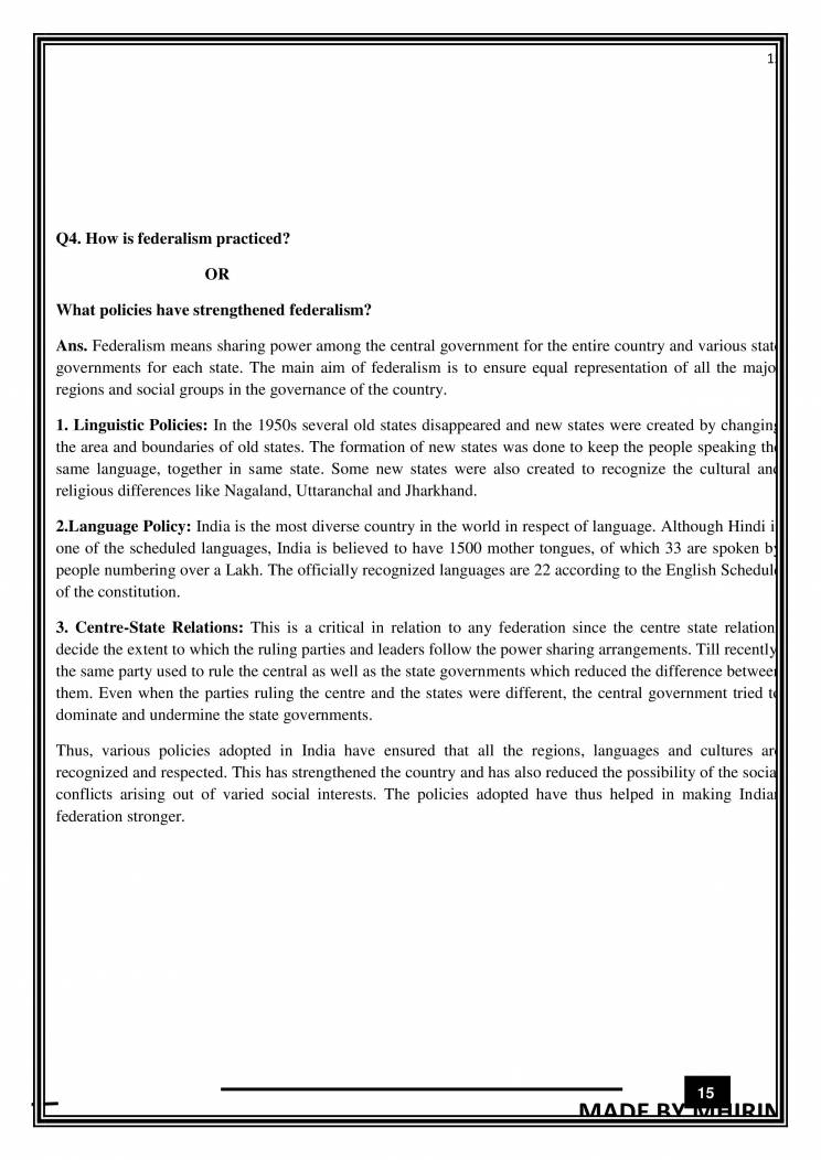 CBSE Class 10 Civics Notes - Notes - LearnPick India