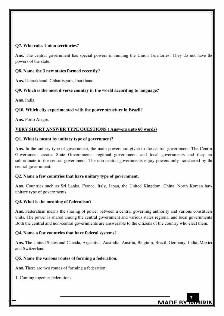 CBSE Class 10 Civics Notes - Notes - LearnPick India