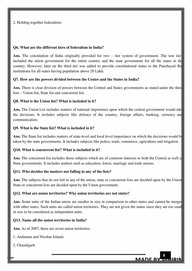 CBSE Class 10 Civics Notes - Notes - LearnPick India