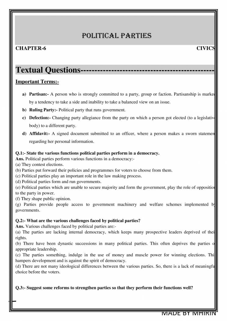 CBSE Class 10 Civics Notes - Notes - LearnPick India