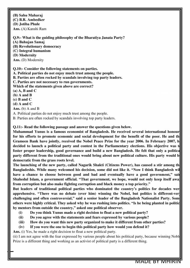 CBSE Class 10 Civics Notes - Notes - LearnPick India