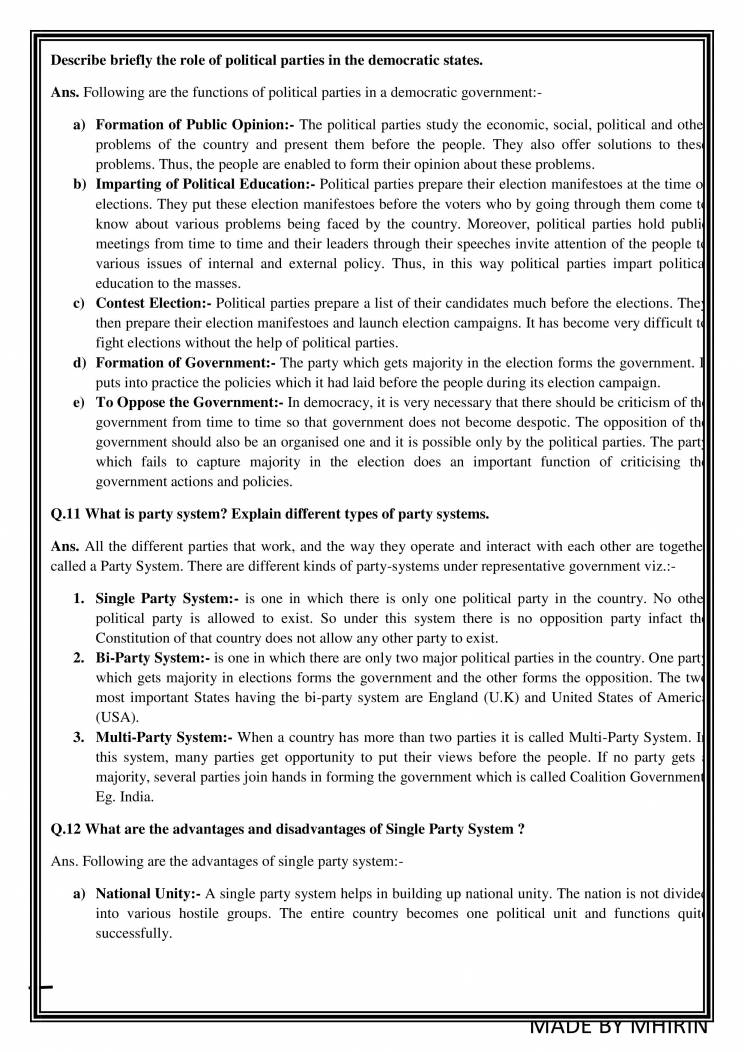 CBSE Class 10 Civics Notes - Notes - LearnPick India