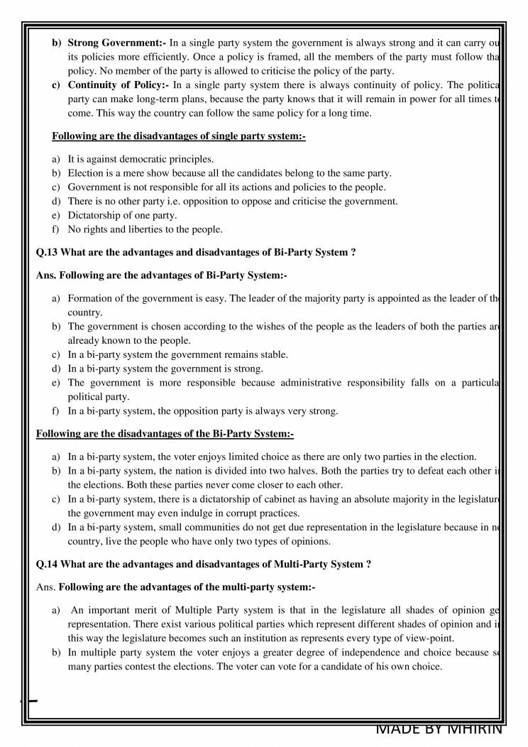 CBSE Class 10 Civics Notes - Notes - LearnPick India