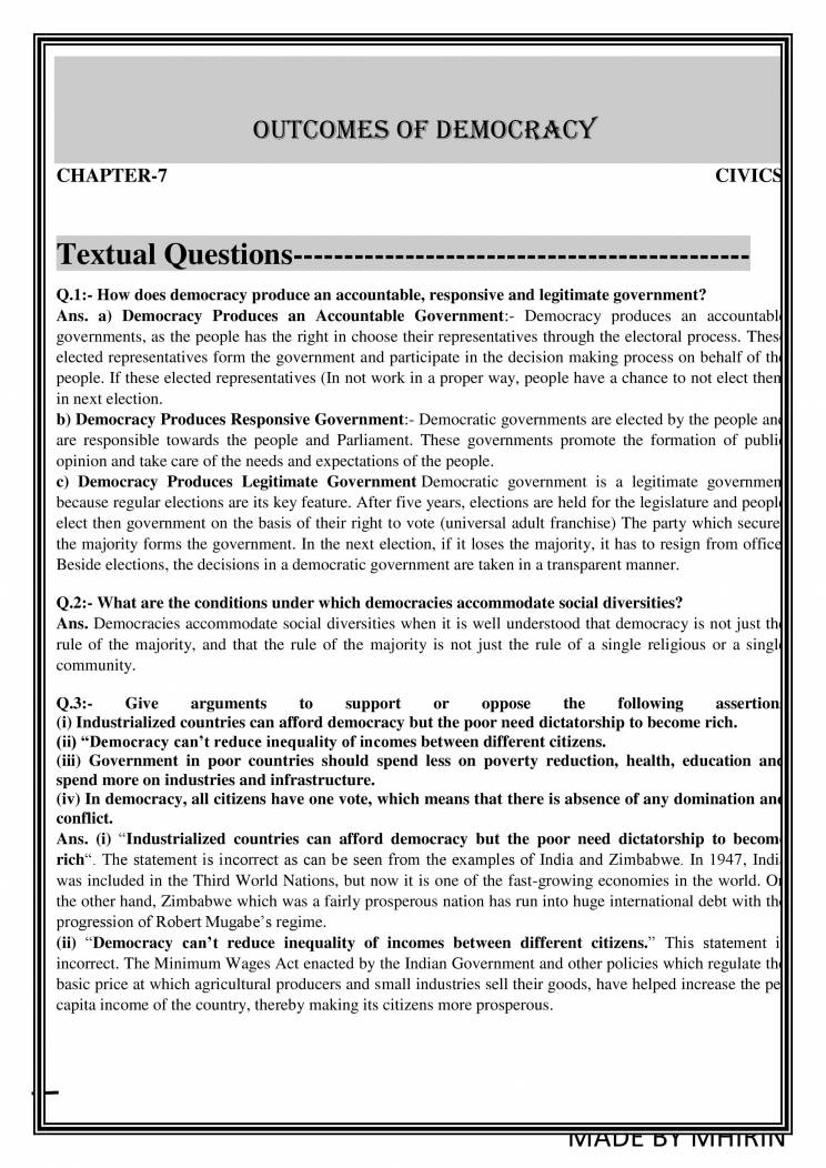 CBSE Class 10 Civics Notes - Notes - LearnPick India