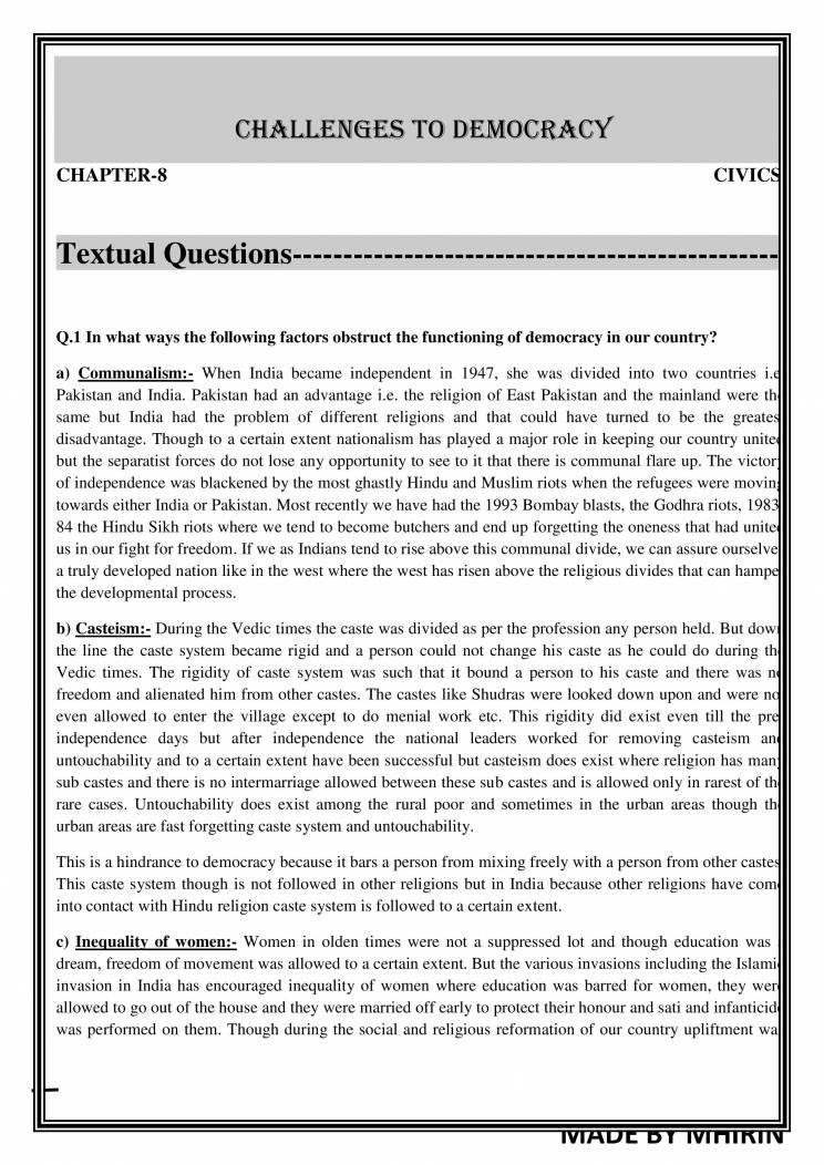 CBSE Class 10 Civics Notes - Notes - LearnPick India