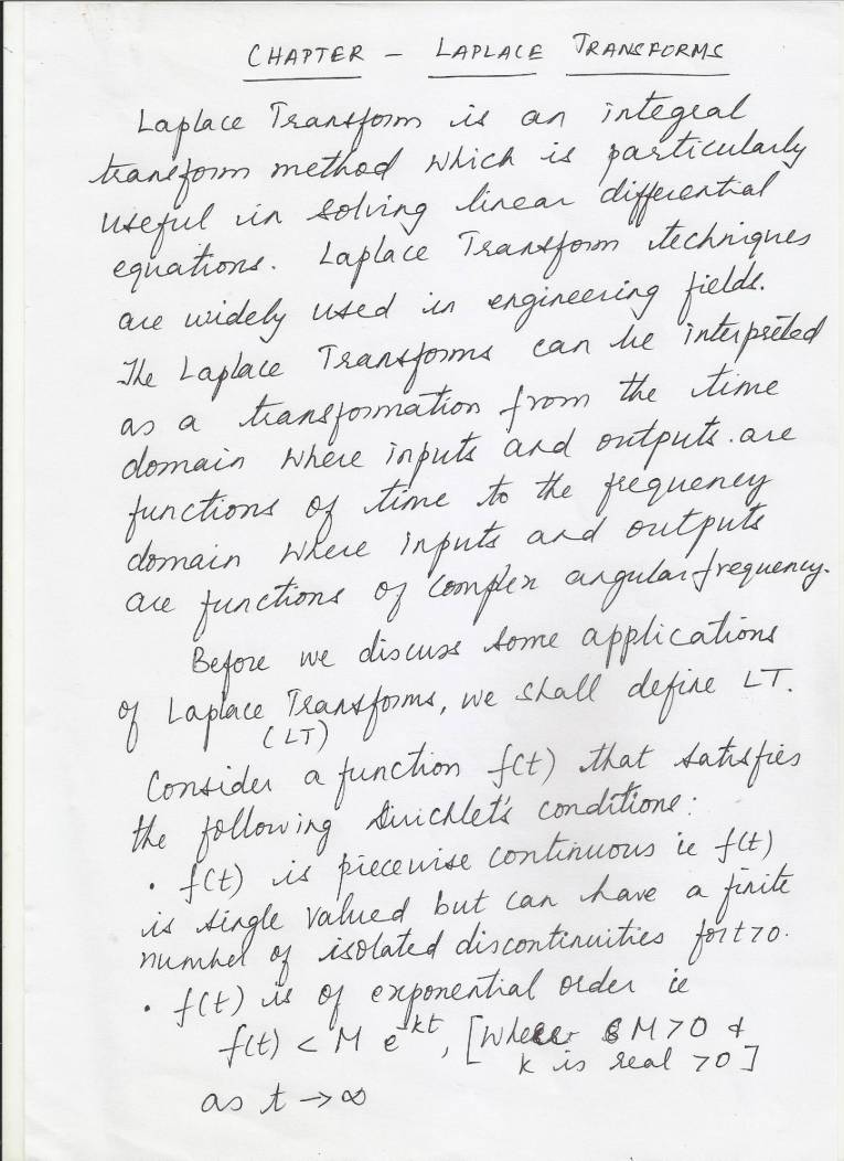 Introduction And Applications Of Laplace Transform 1 - Notes ...
