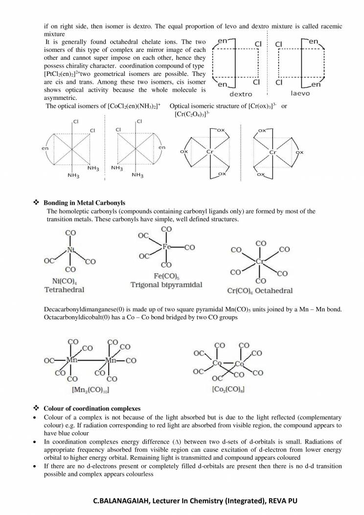 Chemistry Notes For Co-Ordination Compounds - Notes - LearnPick India