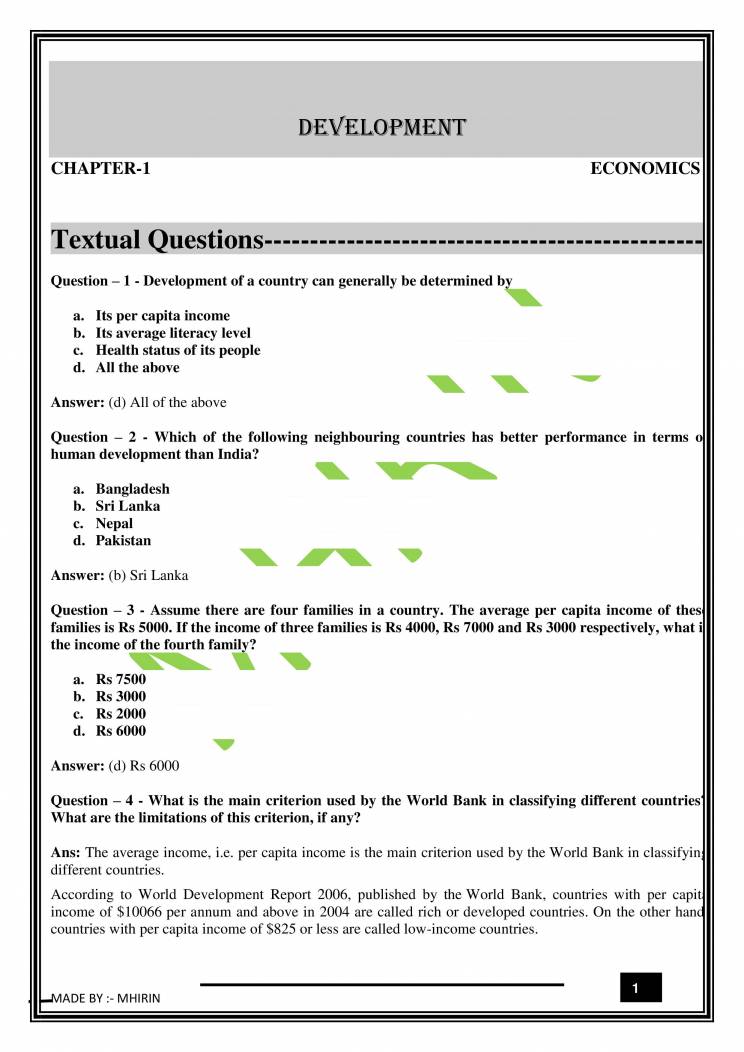 Economics Notes CBSE 10th Class - Notes - LearnPick India