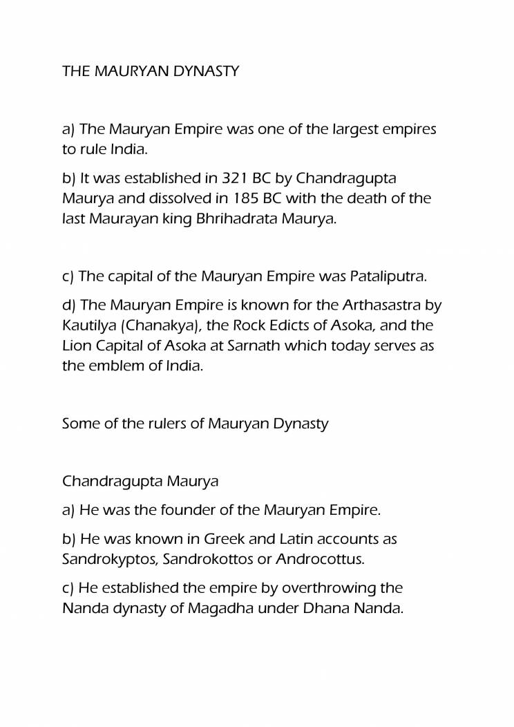 The Mauryan Dynasty - Notes - LearnPick India
