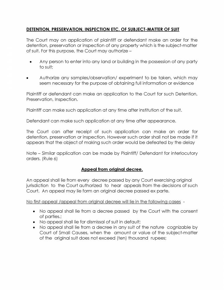 Detention, Preservation, Inspection Etc. Of Subject Matter Of Suit ...