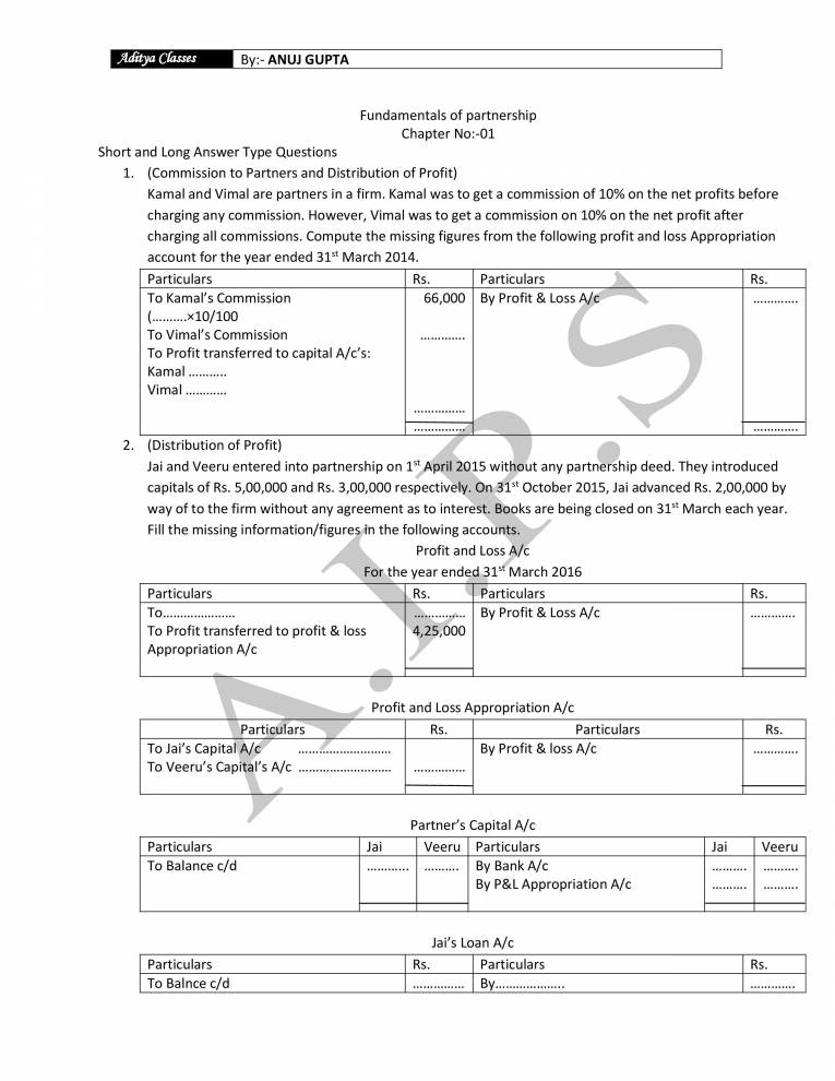 Class 12 Chapter 01 Fundamental Of Partnership - Notes - LearnPick India