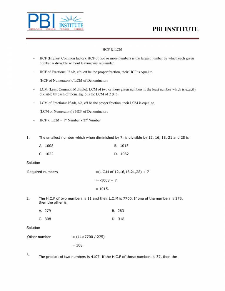 Math Topic - HCF & LCM - Notes - LearnPick India