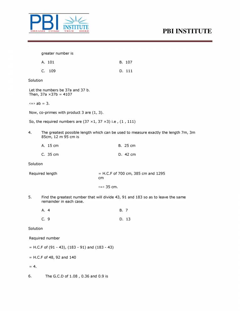Math Topic - HCF & LCM - Notes - LearnPick India