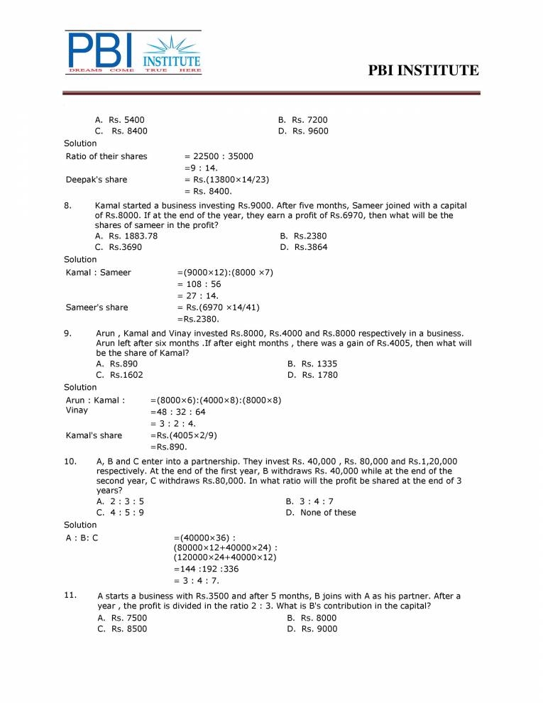 Math Topic - Partnership - Notes - LearnPick India