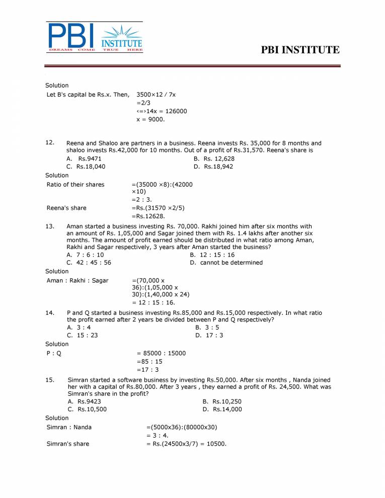 Math Topic - Partnership - Notes - LearnPick India
