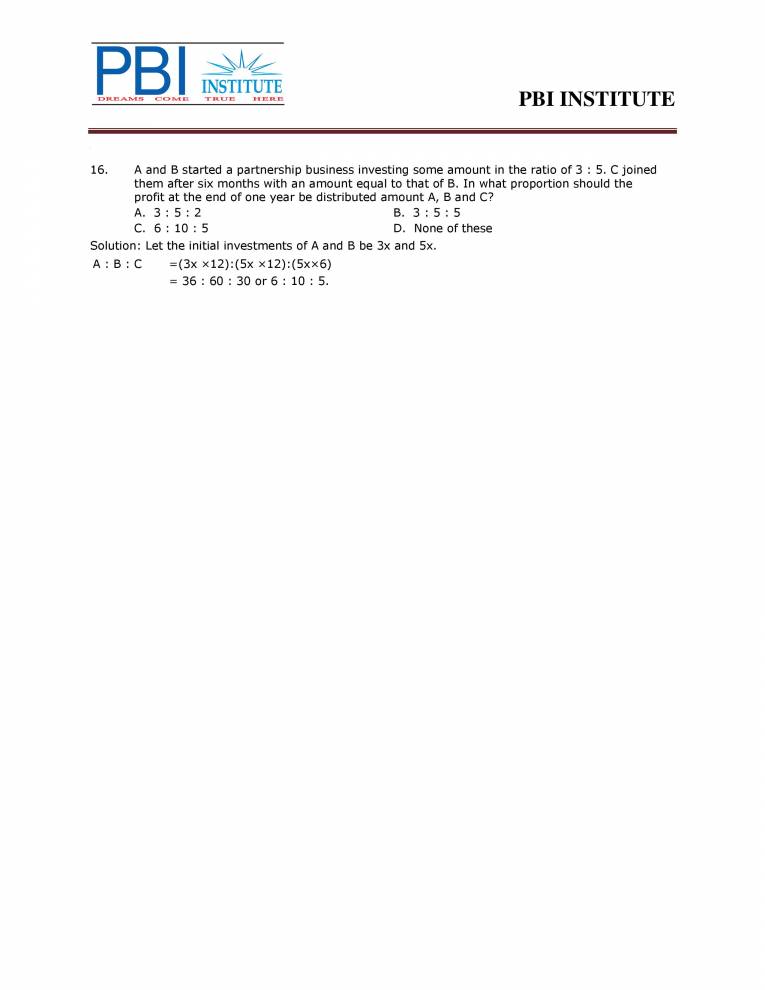 Math Topic - Partnership - Notes - LearnPick India