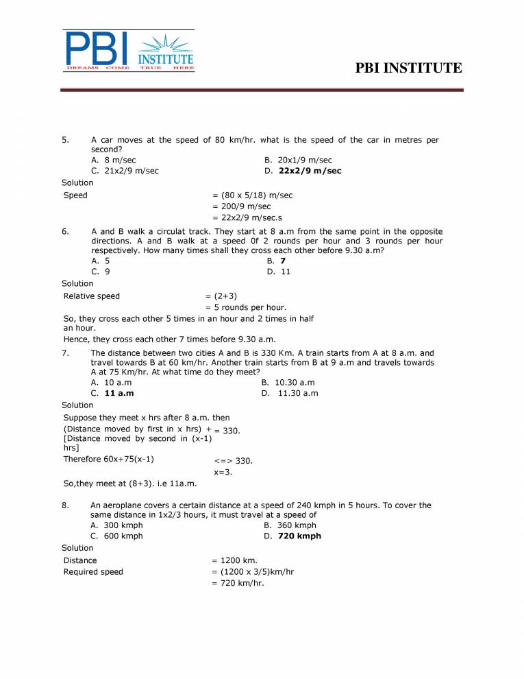 Math Topic - Speed, Distance & Time - Notes - LearnPick India