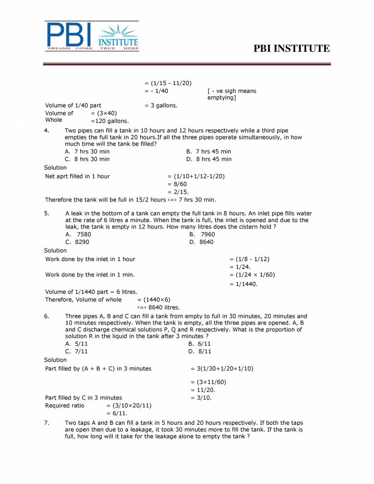 Math Topic - Pipes & Cisterns - Notes - LearnPick India