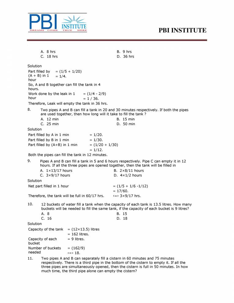 Math Topic - Pipes & Cisterns - Notes - LearnPick India