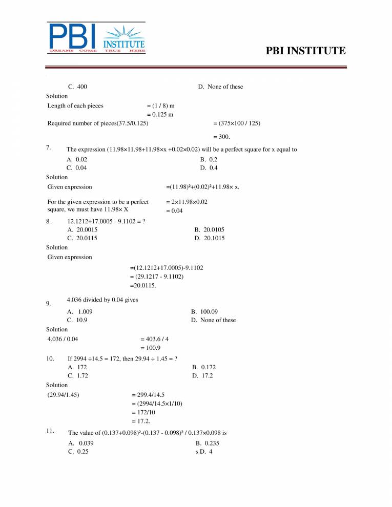 Math Topic - Decimal Fraction - Notes - LearnPick India