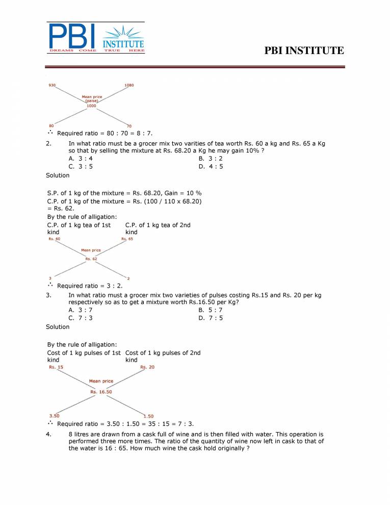 Math Topic - Alligation - Notes - LearnPick India