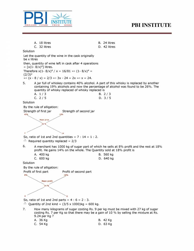 Math Topic - Alligation - Notes - LearnPick India