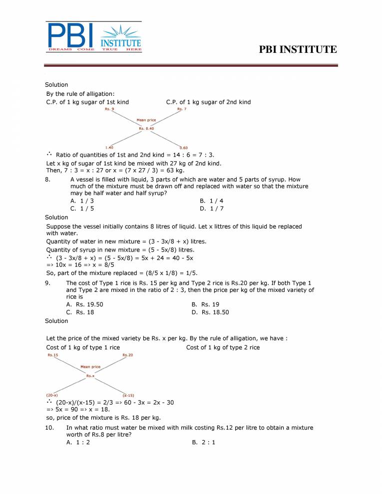 Math Topic - Alligation - Notes - LearnPick India