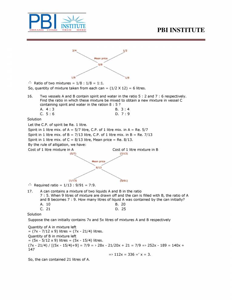 Math Topic - Alligation - Notes - LearnPick India