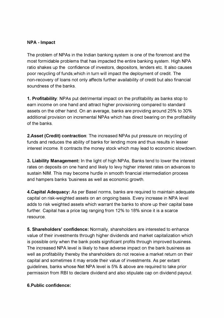 Non Performing Asset (NPA) - Notes - LearnPick India