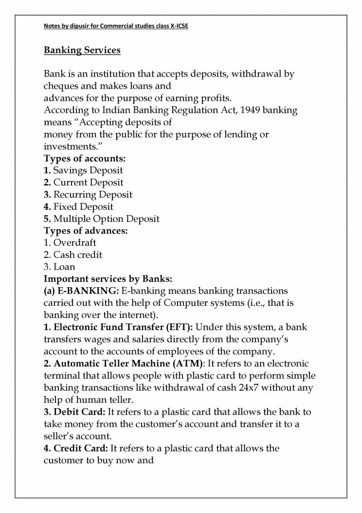 Notes For Commercial Studies-Class X-ICSE - Notes - LearnPick India