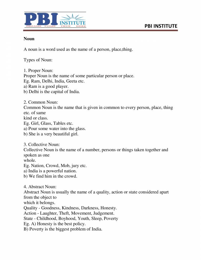 Noun - English - Notes - LearnPick India
