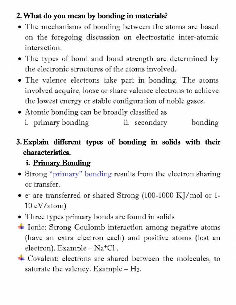 MATERIAL SCIENCE (SOLID STATE) - Notes - LearnPick India