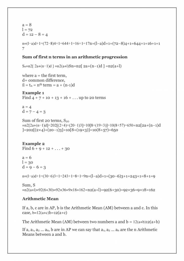 Important Formulas And Concepts-AP,GP-ICSE Math - Notes - LearnPick India