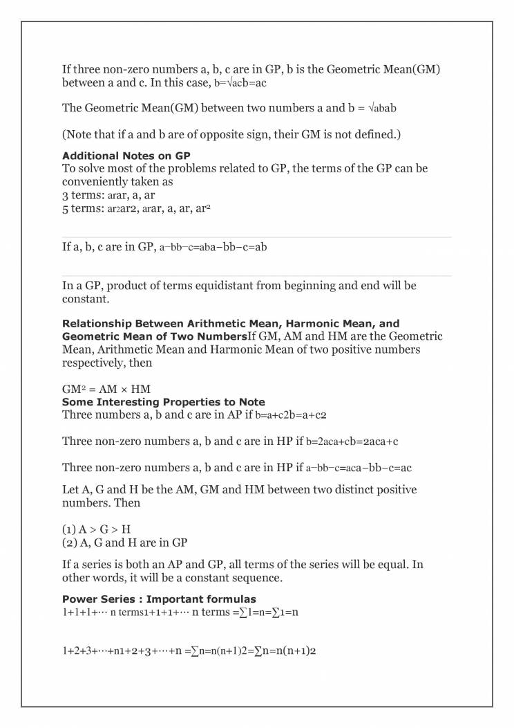 Important Formulas And Concepts-AP,GP-ICSE Math - Notes - LearnPick India