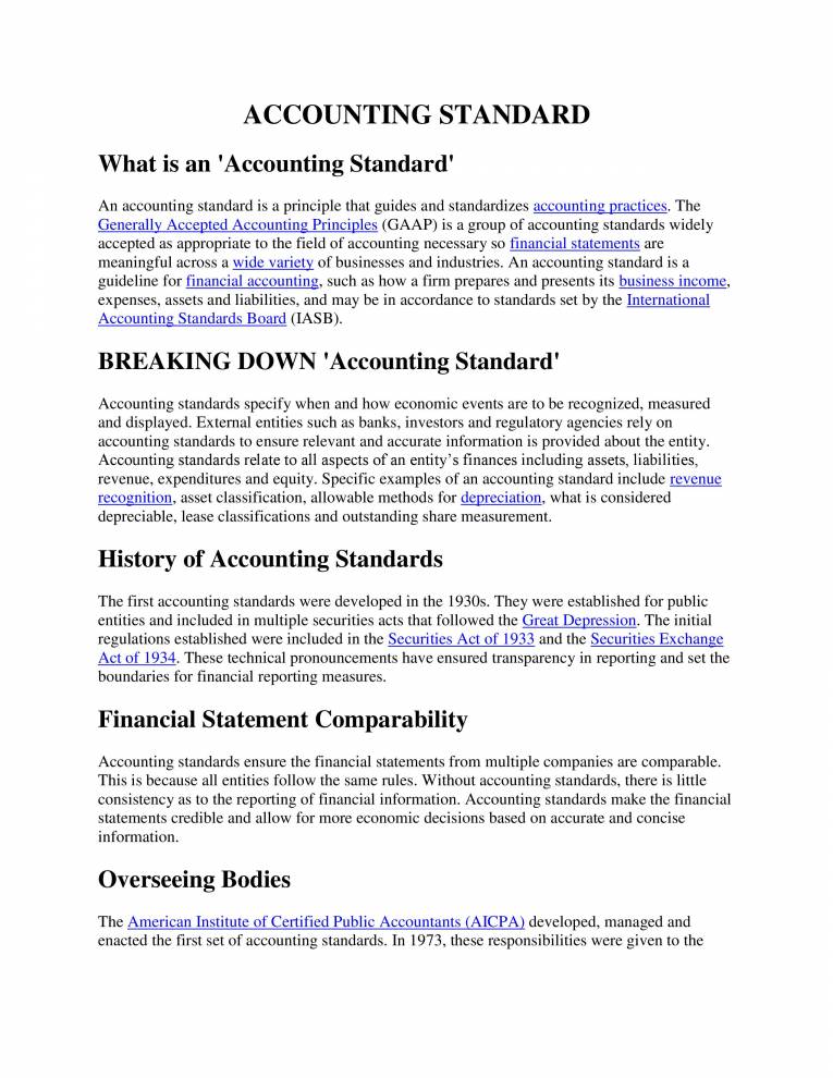 Accounting Standard & International Accounting Standard (IAS) - Notes ...