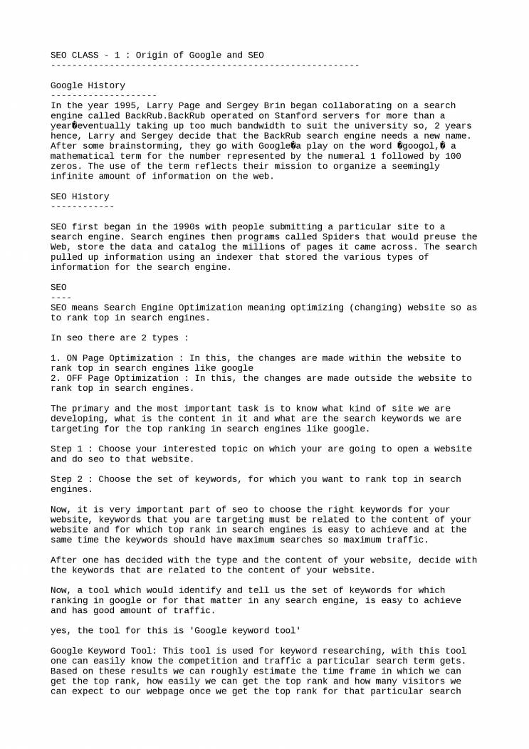 SEO Notes - Notes - LearnPick India