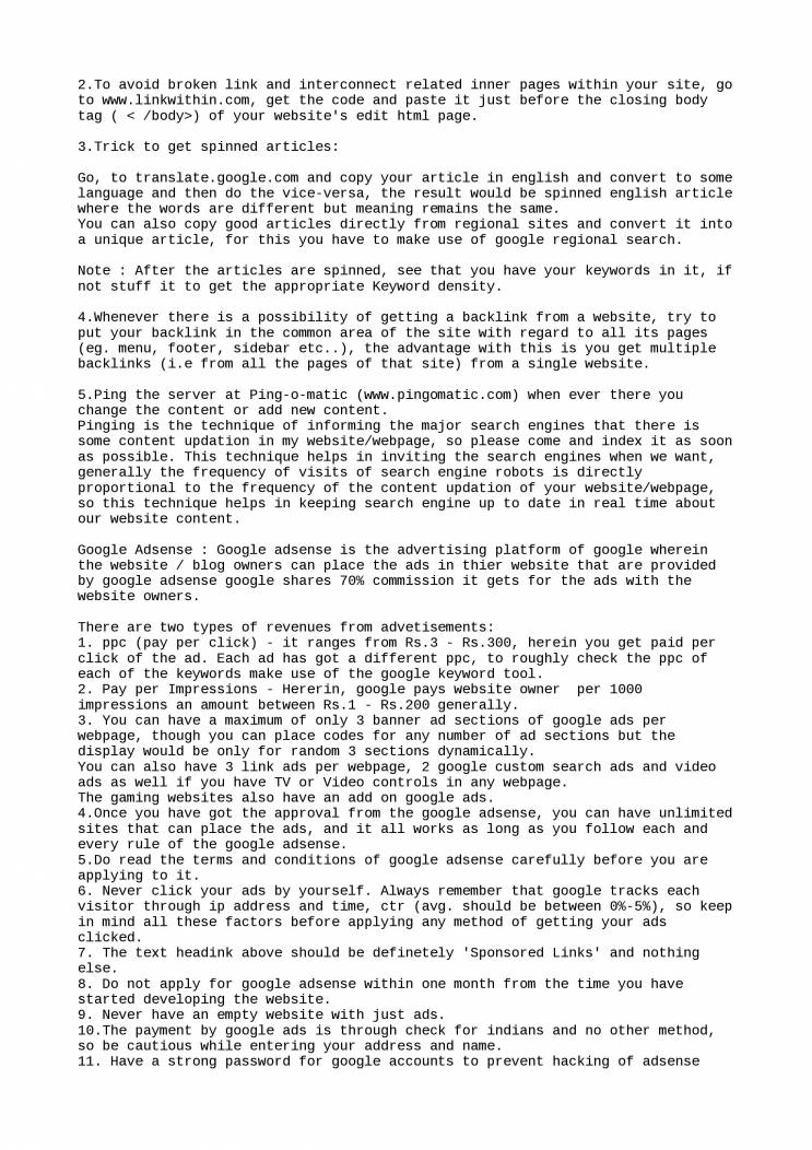 SEO Notes - Notes - LearnPick India