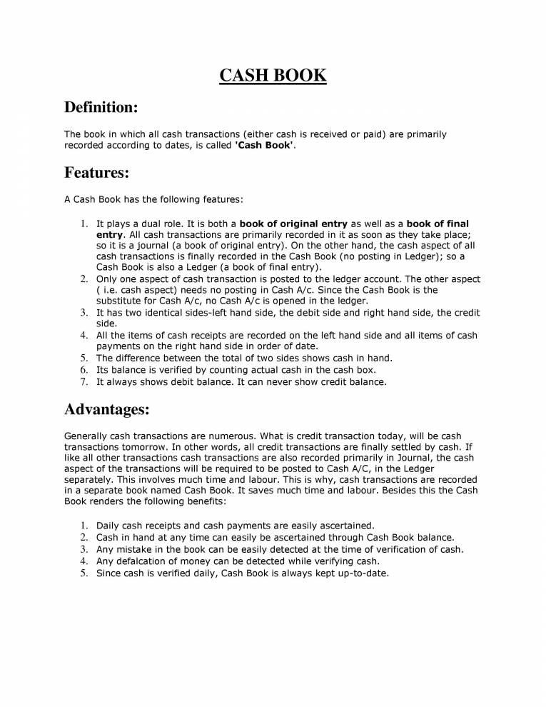 Cash Book - Notes - LearnPick India