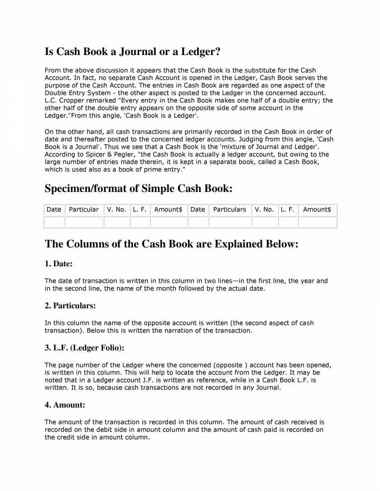 Cash Book - Notes - LearnPick India