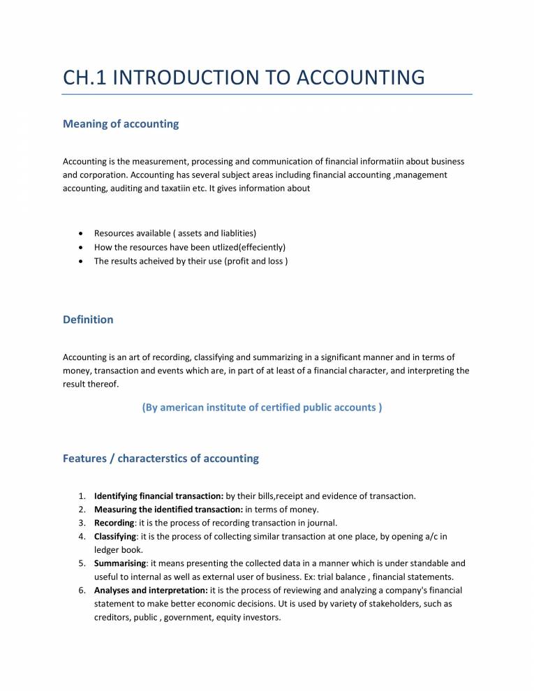 Financial Accounting Notes - Notes - LearnPick India