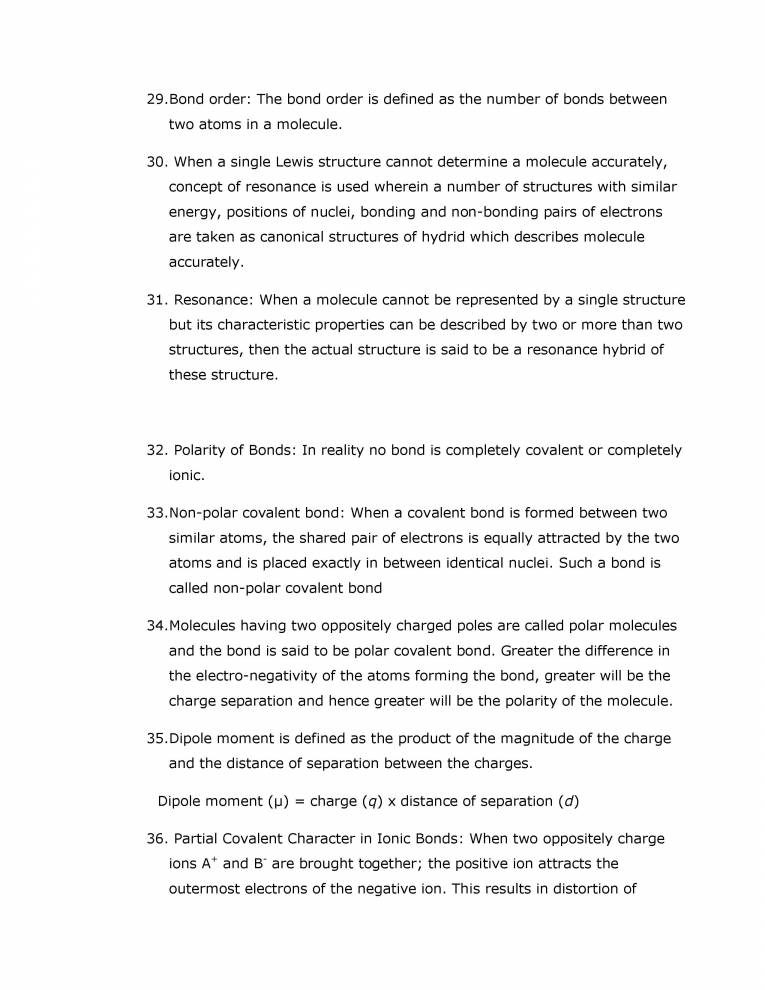 Chemical Bonding & Molecular Structures - Notes - LearnPick India
