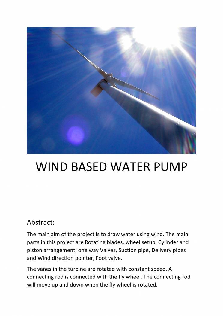 Wind Based Water Pump - Notes - LearnPick India