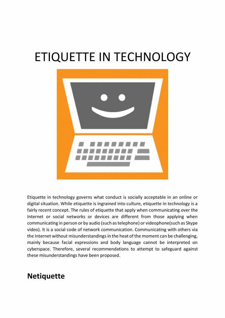 Etiquette In Technology - Notes - LearnPick India